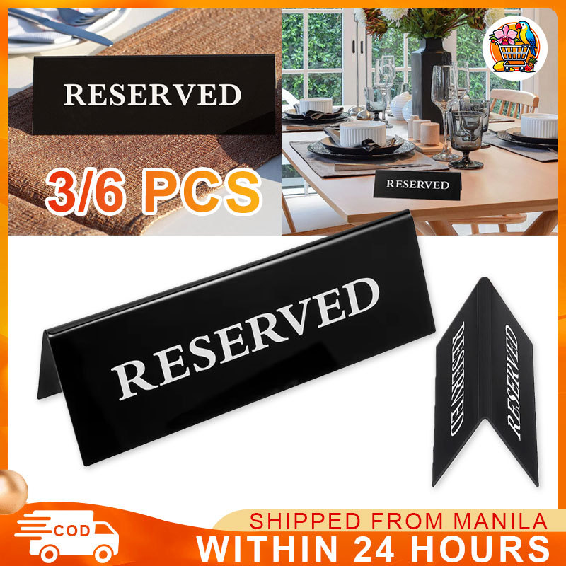 3/6Pcs Acrylic Table Card Sign Restaurant Reserved Table Signs Reminder ...