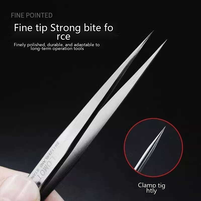 LOMOT Stainless Steel Precision Tweezers Straight Pointed Curved Tip ...