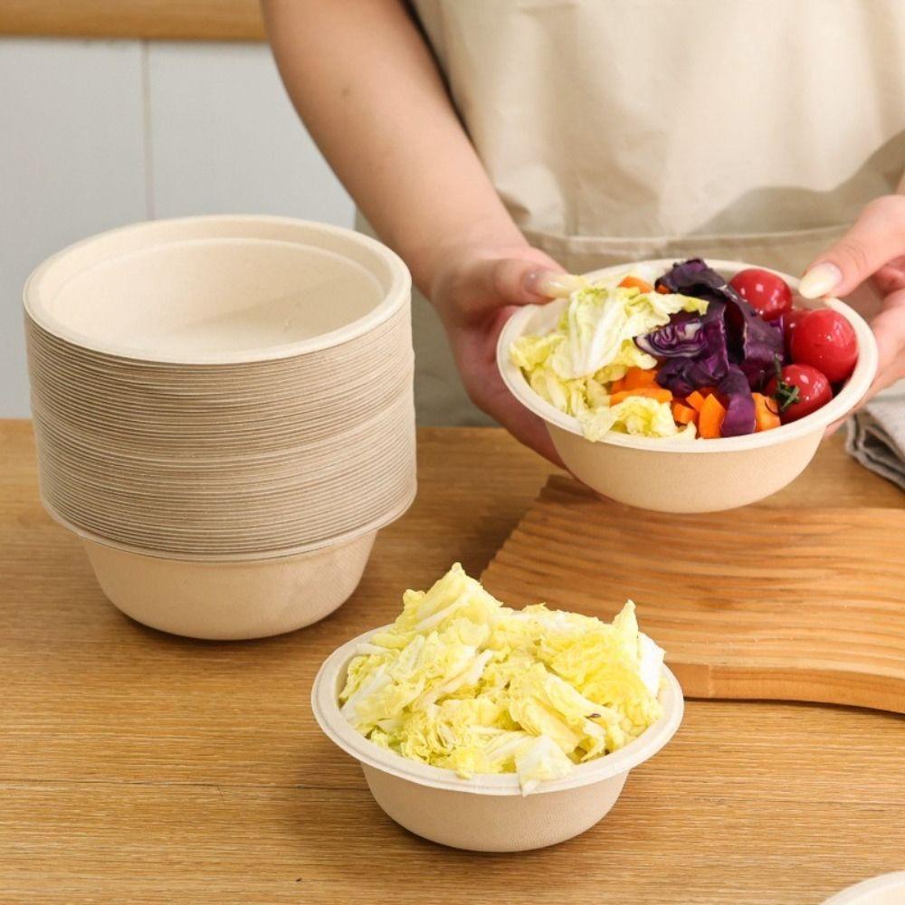 FLECI 50PCS Eco-friendly Paper Bowl, Leak-Proof Design Thickened ...