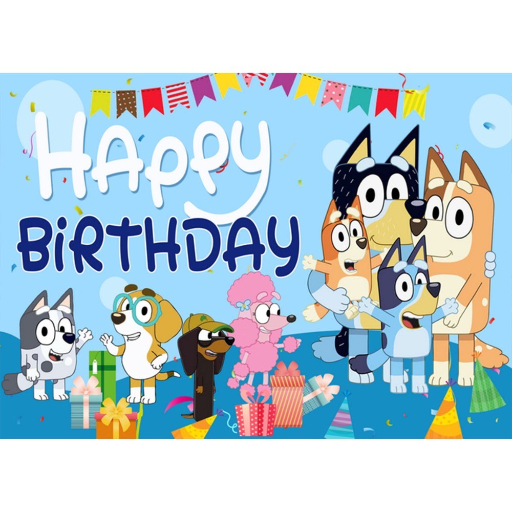 Custom Name Bluey Banner Backdrop For Photography Baby Shower Kids ...