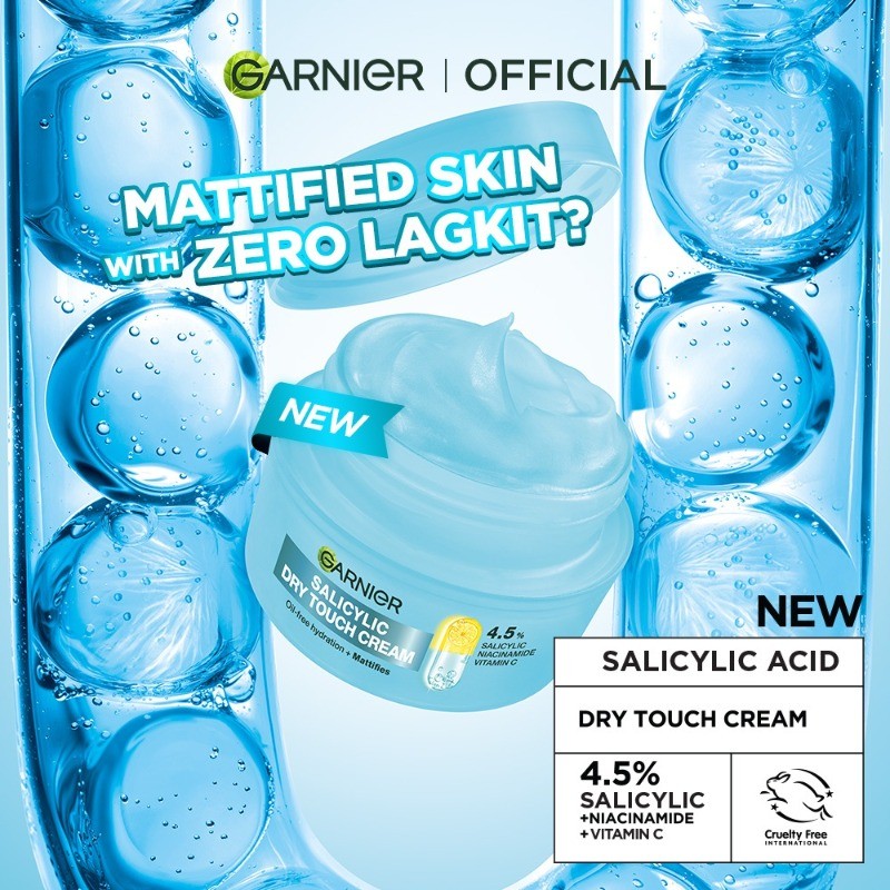 NEW Garnier Salicylic Dry Touch Cream Moisturizer (50ML) - 8HR Oil ...
