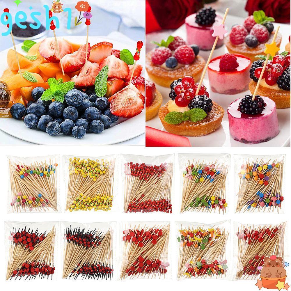 GESH1 100Pcs Bamboo Picks Disposable Salad Sandwich Toothpicks Salad ...