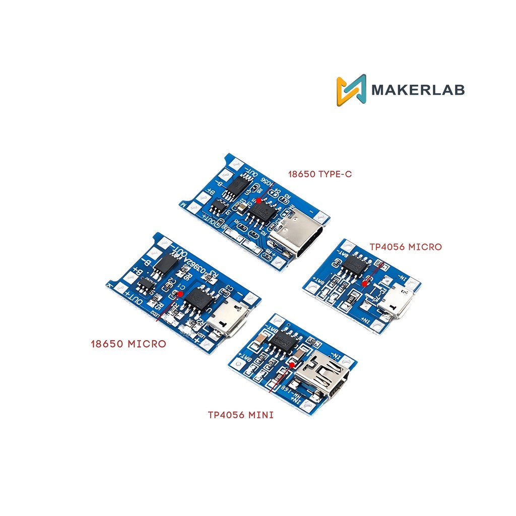 Type C Micro USB 5V 1A 18650 TP4056 Lithium Battery Charger Module ...
