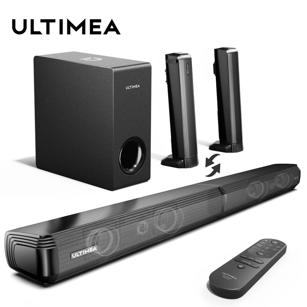 200w 4.1ch Soundbar With Subwoofer,2-in-1 Detachable Bluetooth 5.3 ...