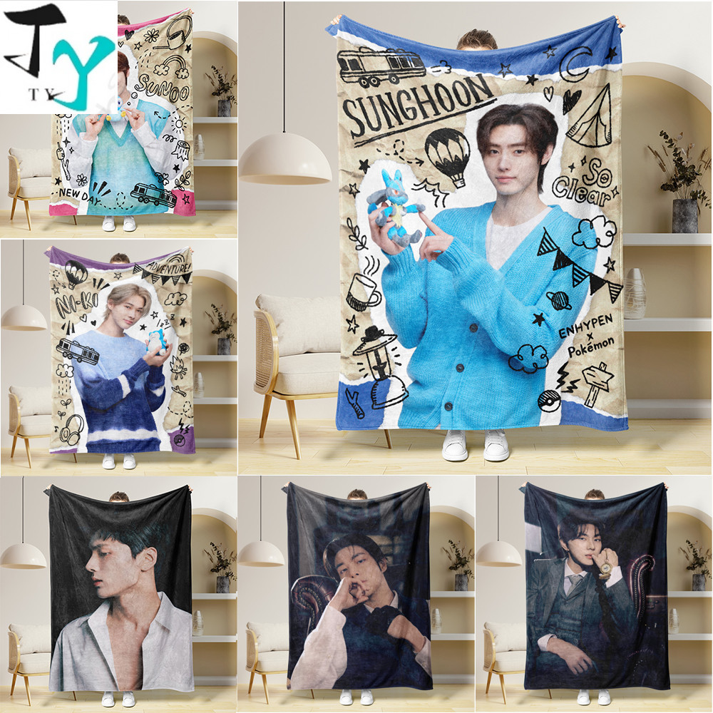KPOP ENHYPEN Flannel Blanket One Side Printing Flannel Blanket Air ...