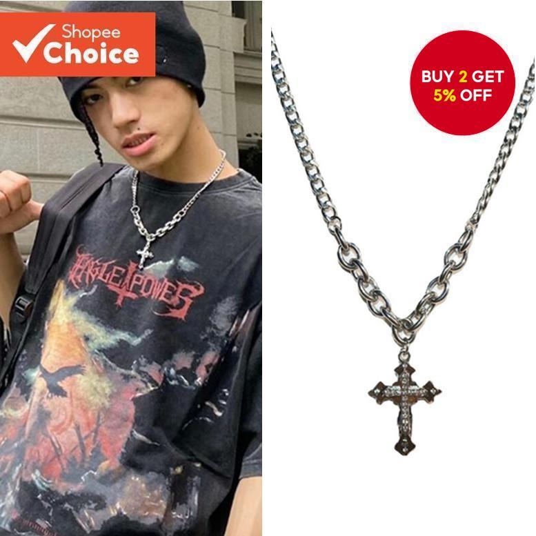 Trendy Cross Necklace for Men and Women Couples Hip Hop Sweater Chain ...