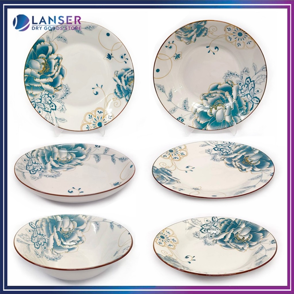 GUMAMELA TEAL Ceramic Plate with FLOWER design | Shopee Philippines
