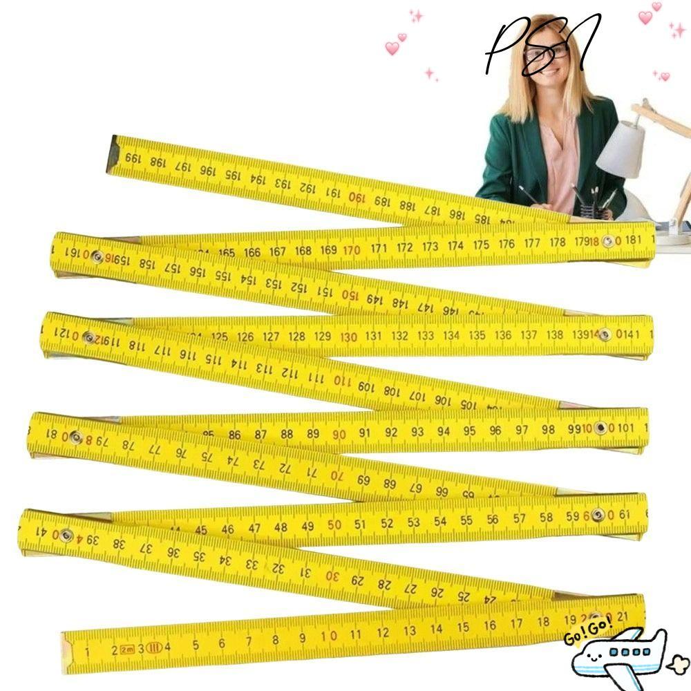 PSI Folding Ruler, Wooden 1M Plastic Ruler, Compact 2M Extended Metric ...