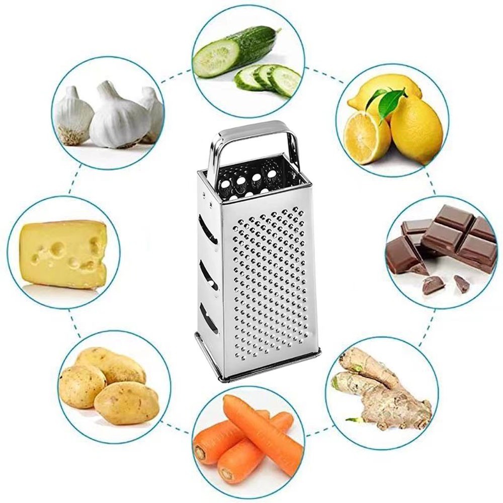 4-Sided Food Grater Stainless Steel Vegetable/ Cheese Shredder kitchen ...