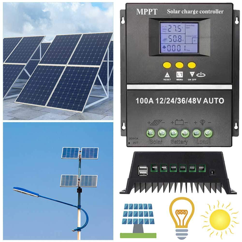 100A MPPT Solar Charge Controller Solar PV Regulator LCD Display Auto ...