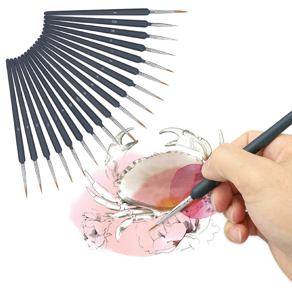 1buycart 9Pcs Set Wolf Hair Watercolor Hook Line Pen Brush for Oil ...