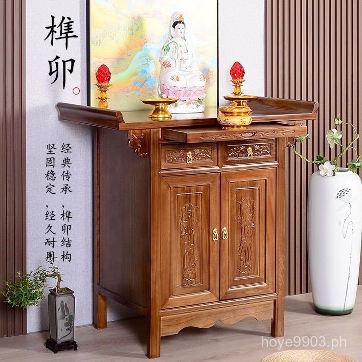 Yumu Solid Wood Buddha Altar Cabinet Guanyin Offering Table Buddha ...