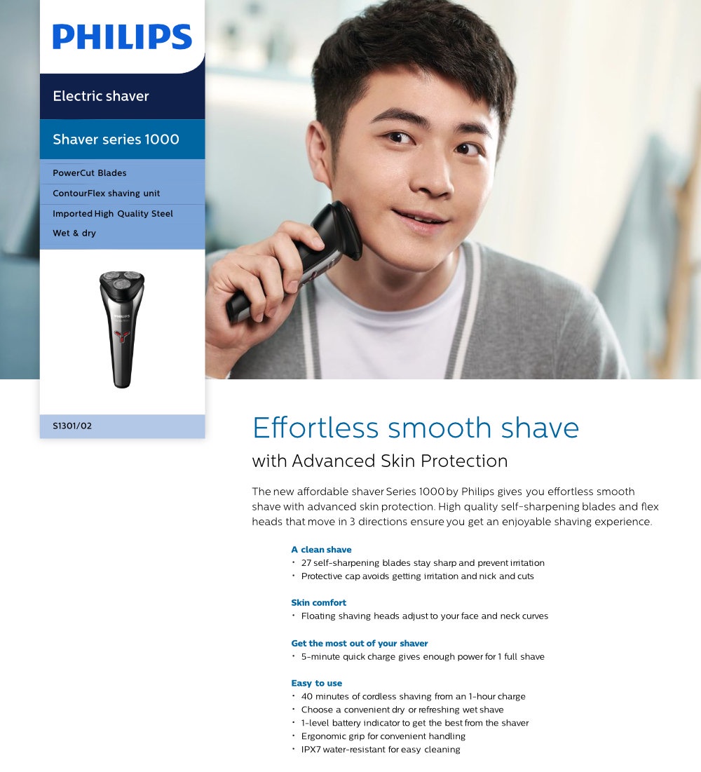 Philips Shaver Series 1000 S1301/02 (Electric For Men, Hair Trimmer ...