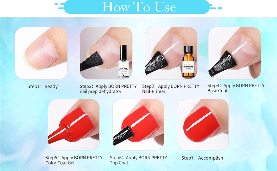 Born Pretty Gel Polish Set Base Top Coat Nail Primer Dehydrate Kits ...