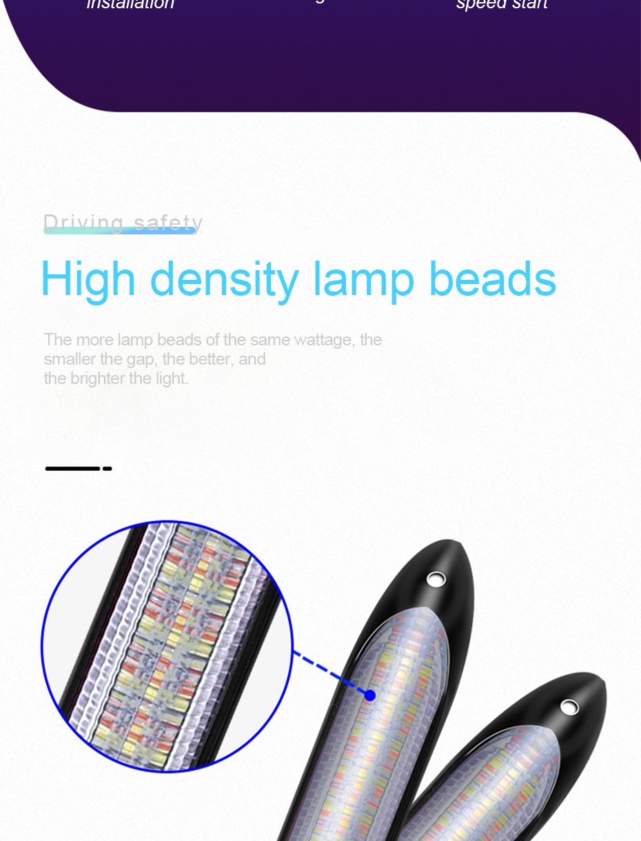 SEAMETAL 2Pcs 12V DRL Car Light LED Strip Flexible White Yelllow ...