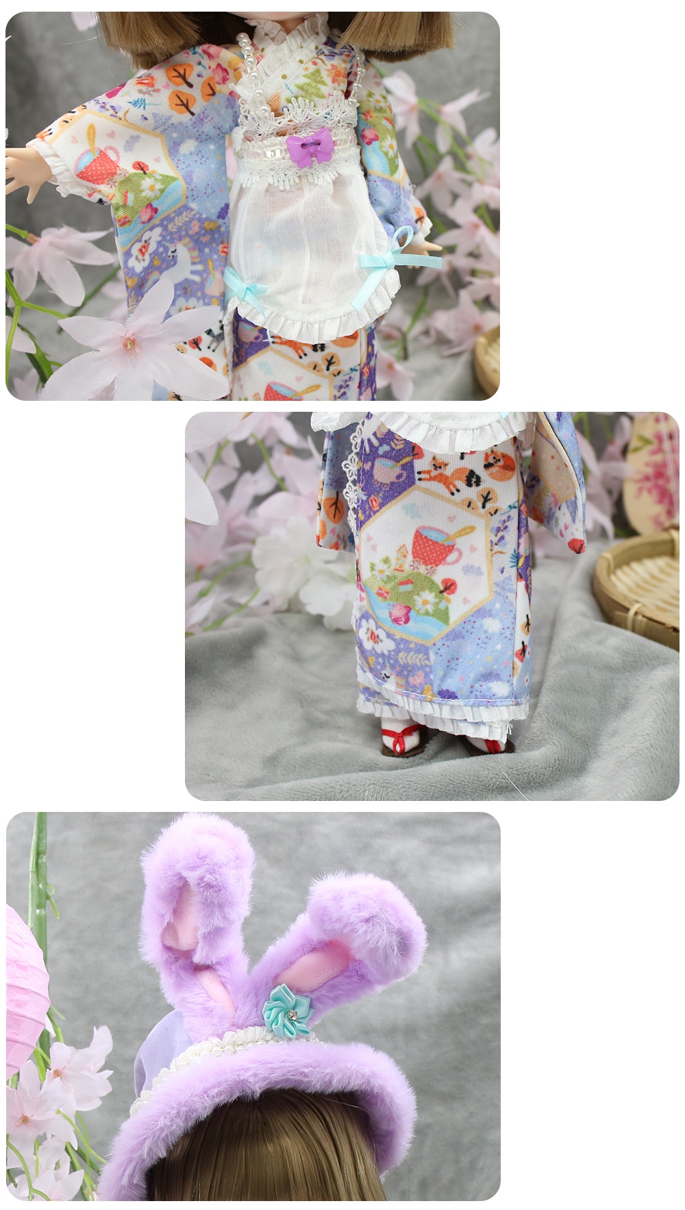 ICY DBS Little Ragdoll Clothes Purple Rabbit Pink Kimono Suit ob24 ...