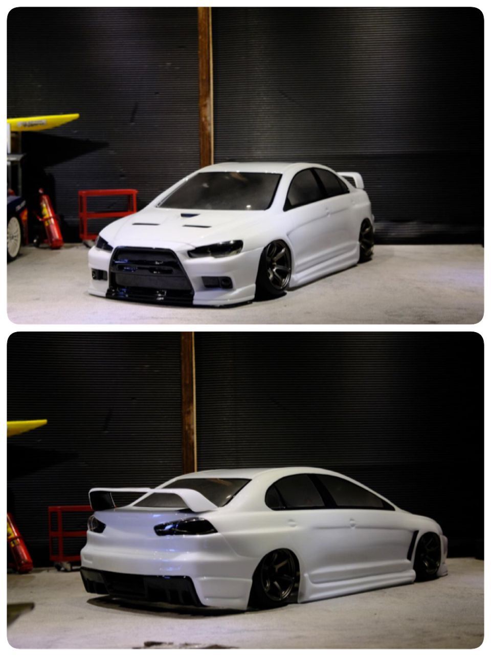 RC 1/10 Lancer Evolution X RC PC body shell Wide Body 195mm width ...