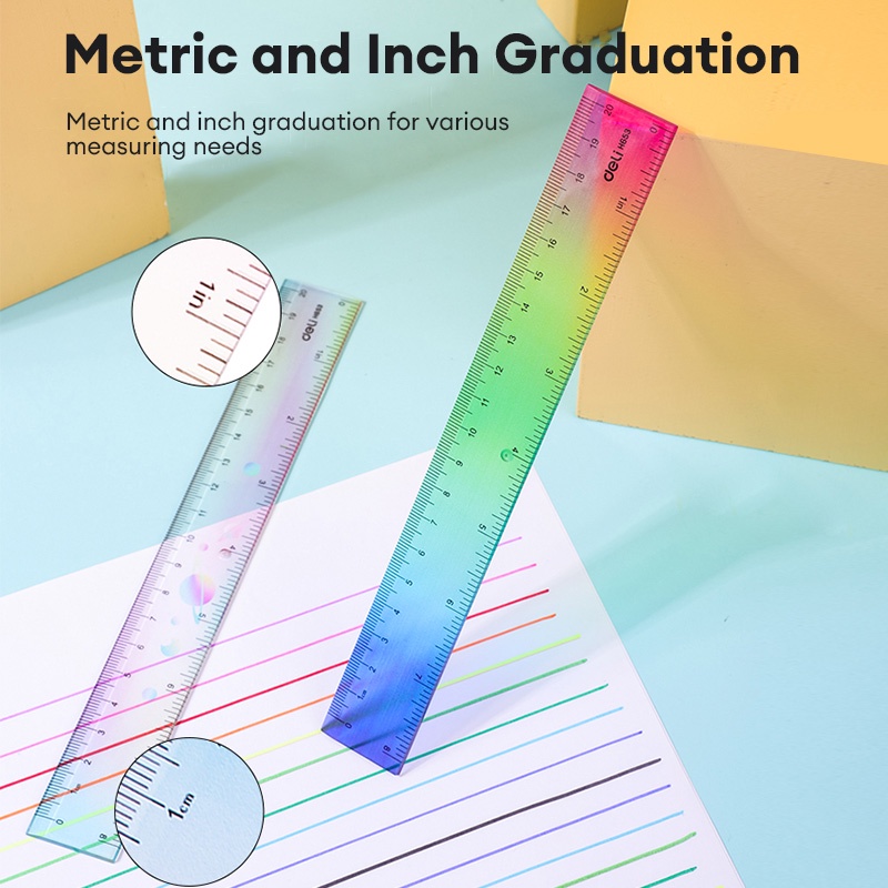 Deli Student Ruler 20cm Study Exam School Stationery Supplies Metric ...