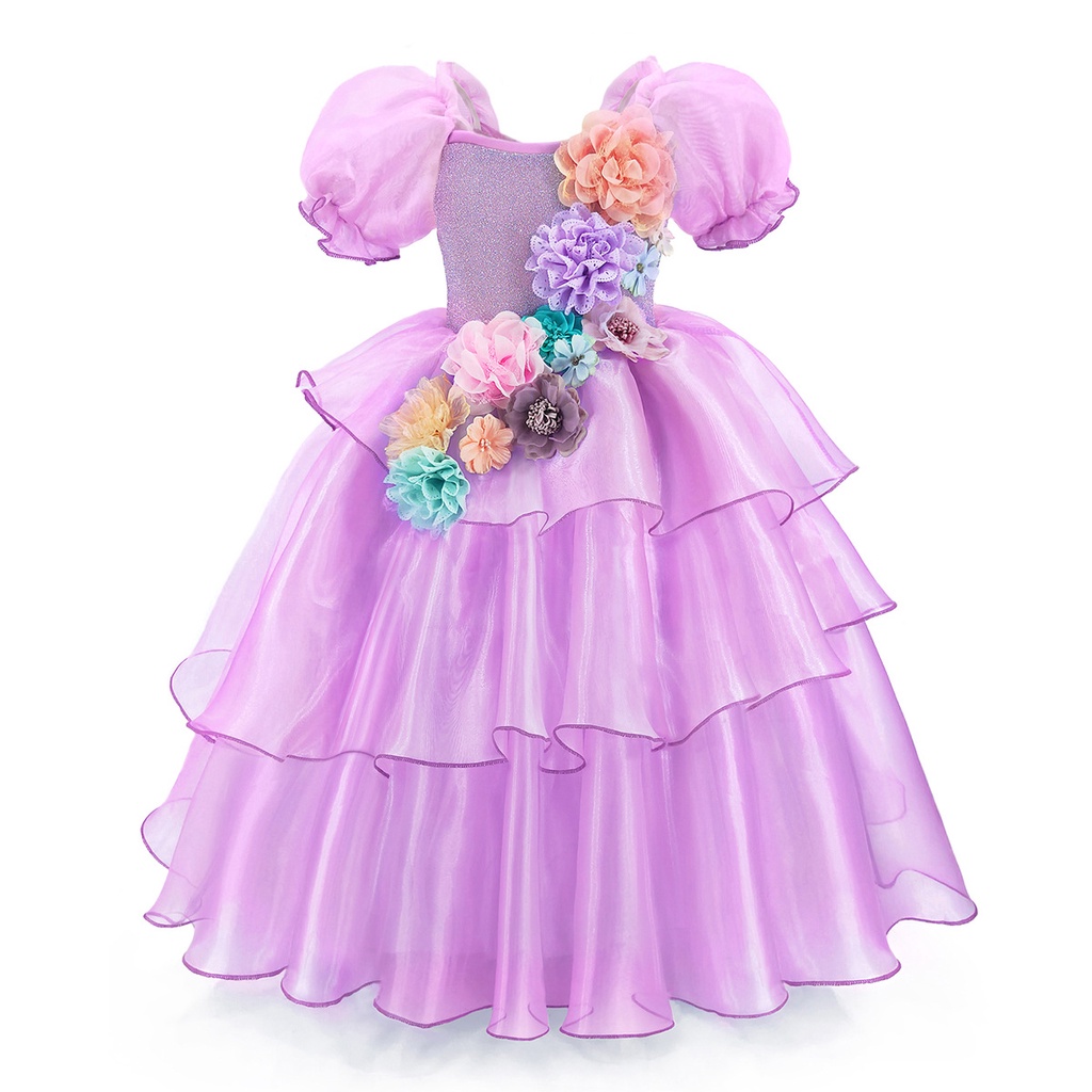 Christmas Isabela Costume Kids Marigal Maxi Dress Encanto Princess Girls Carnival Party Kids ...