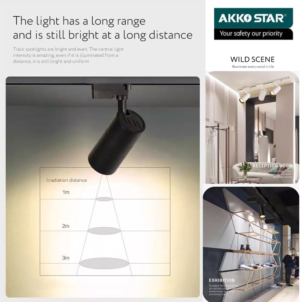 LED Track Light 30W COB Spotlight Ceiling Light Studio Light (3000K ...