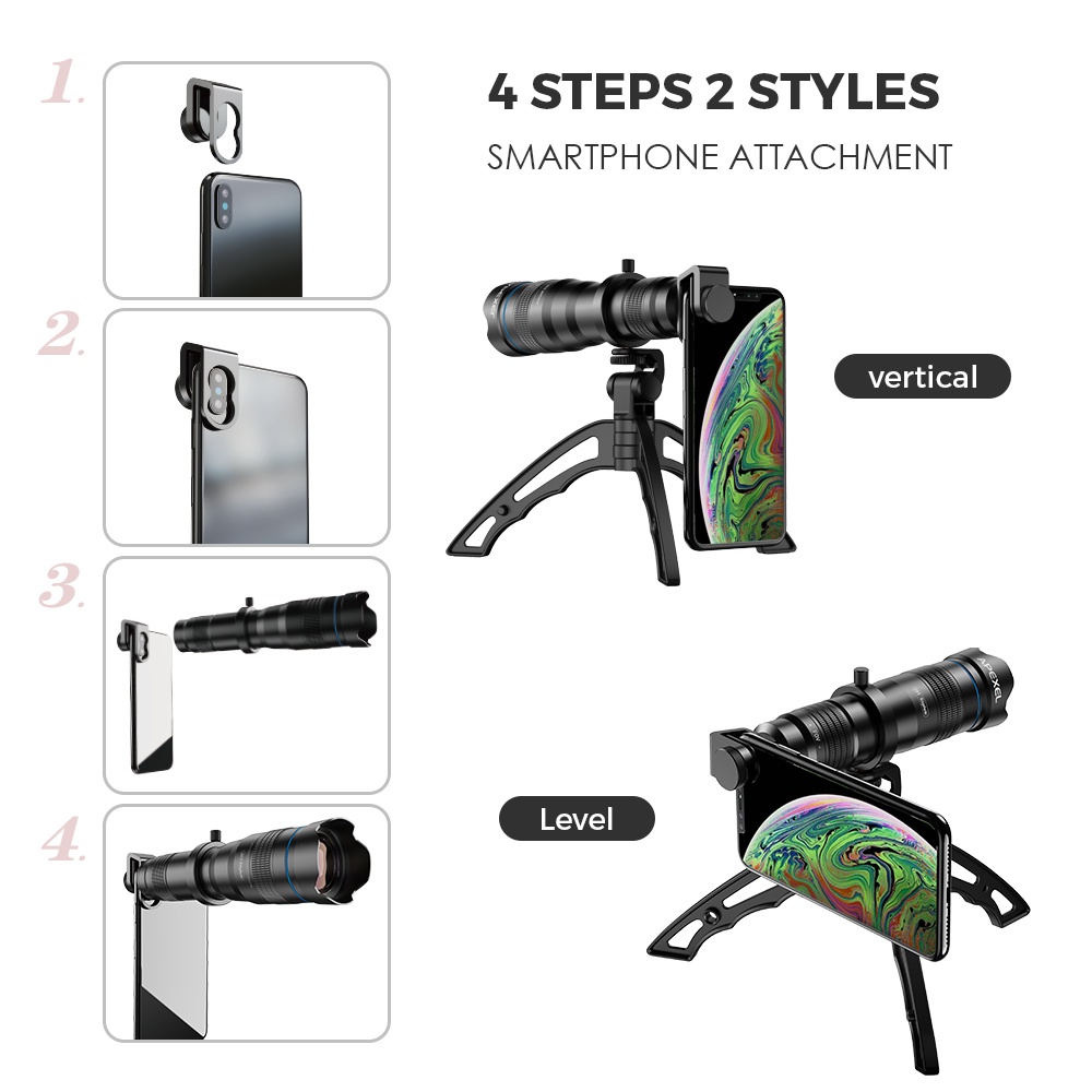 APEXEL Professional HD 20-40X/28X/36X/60X Phone Telephoto Zoom Lens ...