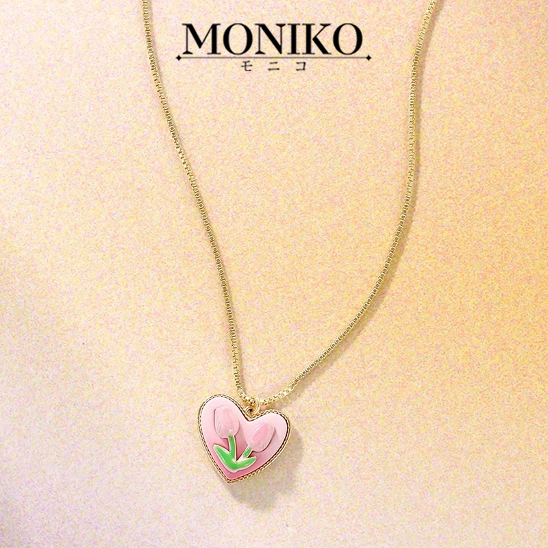 MONIKO Original Design 18k Gold plated Pink Tulip Pendant Necklace ...