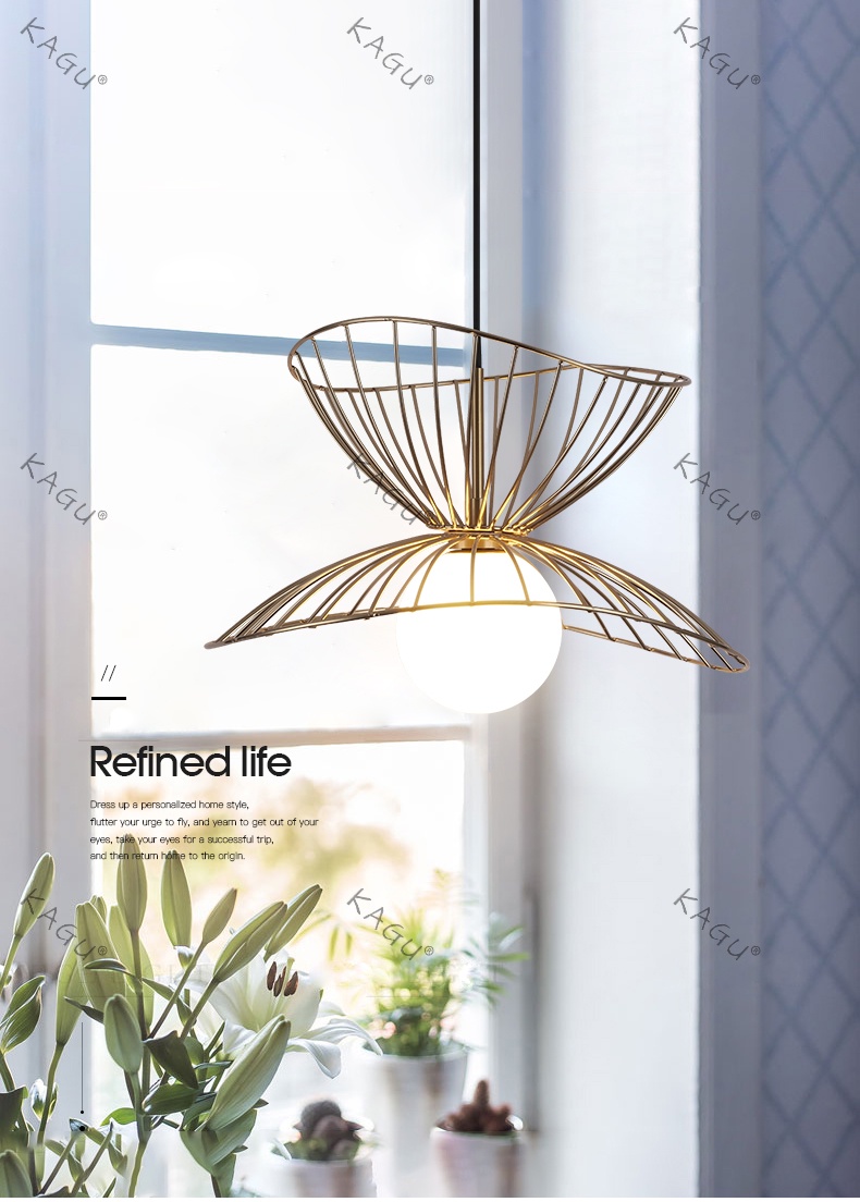 Kagu Nordic Minimalist Modern Restaurant Chandelier Straw Hat Aisle ...