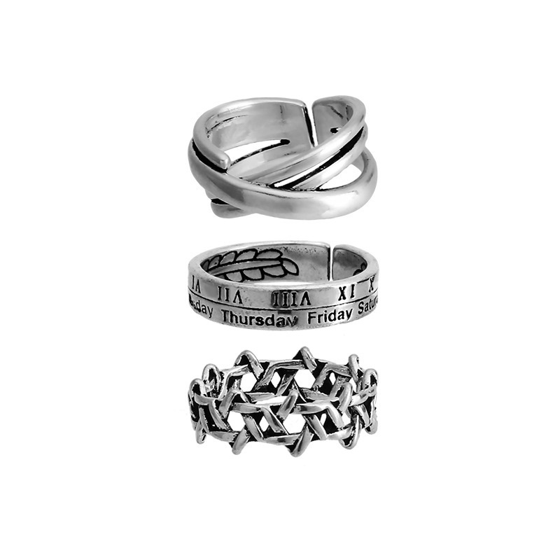 Hip Hop Rings Set Personality Opening Retro Ring Unisex | Shopee ...