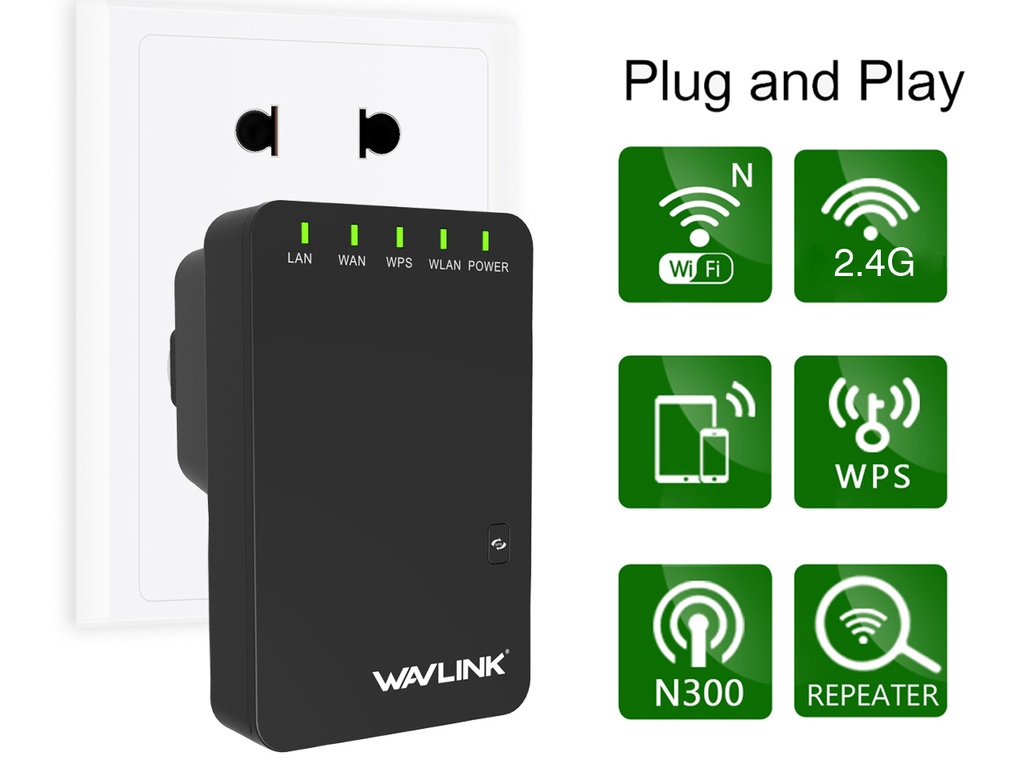 Wavlink 300Mbps WiFi Range Extender Repeater 2.4GHz Repeater/AP/Router ...