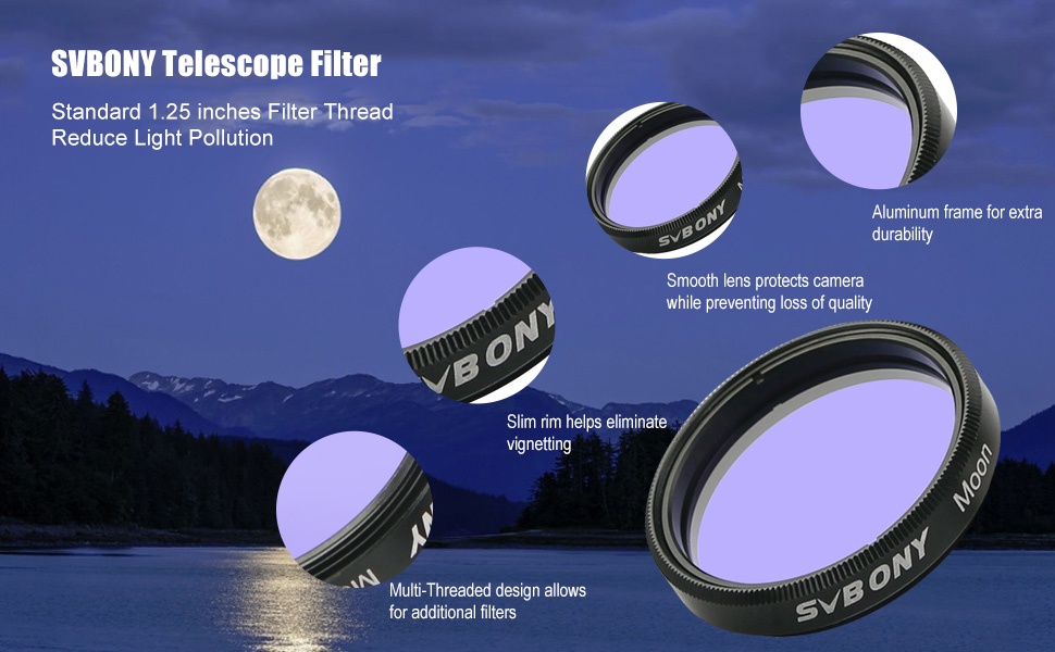 SVBONY Telescope Filter Moon Filter for Astronomy Telescope Eyepiece 1. ...