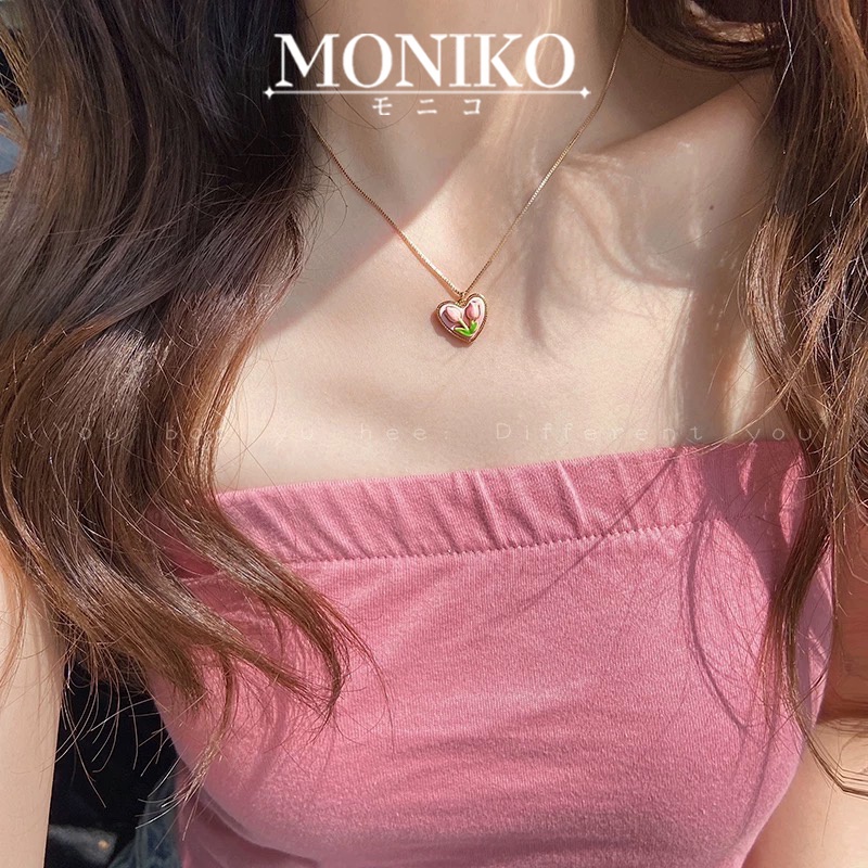 MONIKO Original Design 18k Gold plated Pink Tulip Pendant Necklace ...