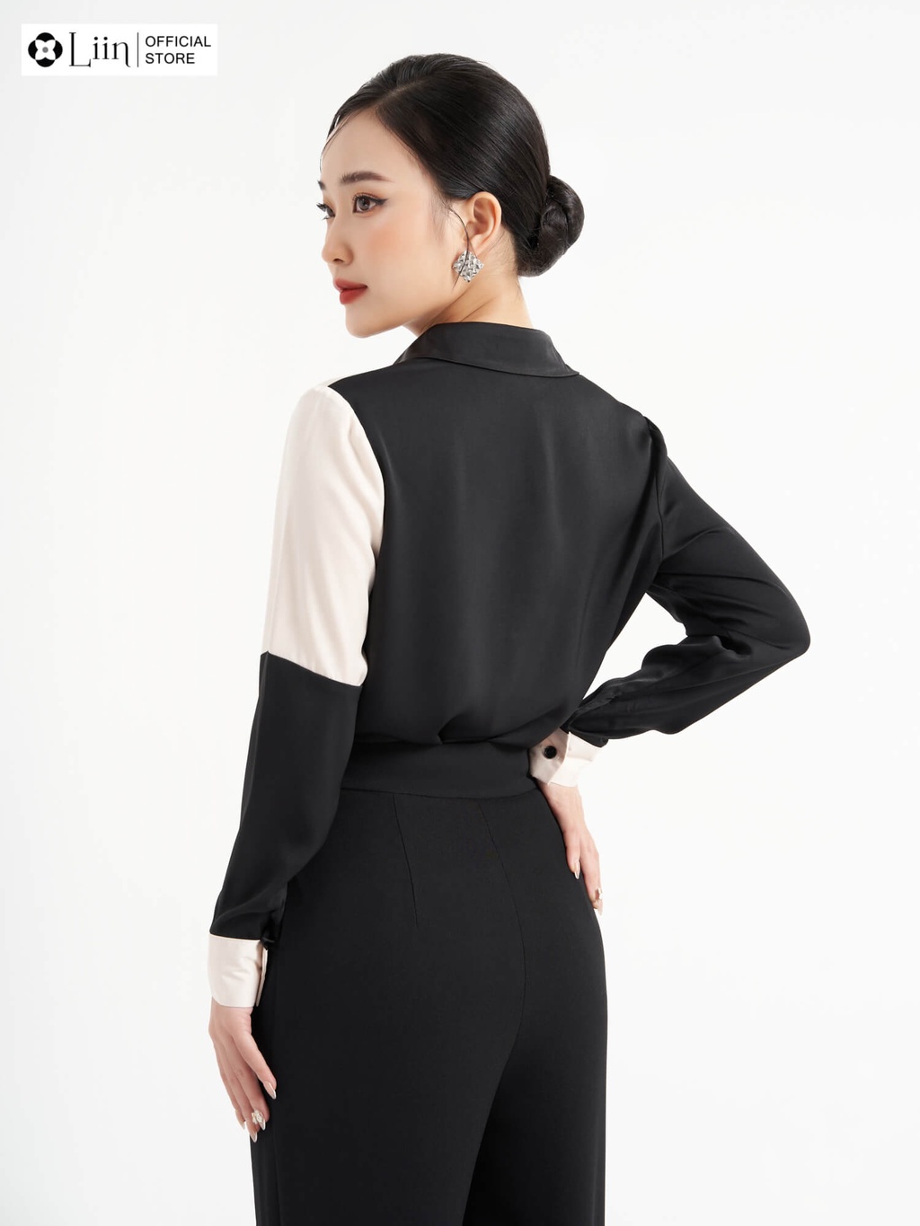 Liin - LINBI SM3615 black and white silk shirt | Shopee Philippines