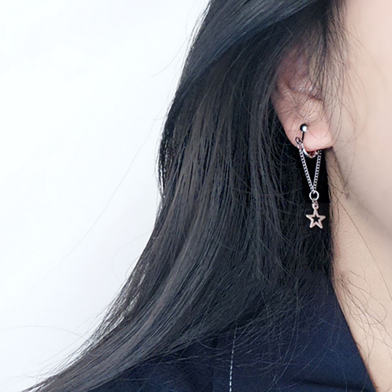 [Ready Stock]Super cool imple Cross Earrings Stud earring Tassel ...