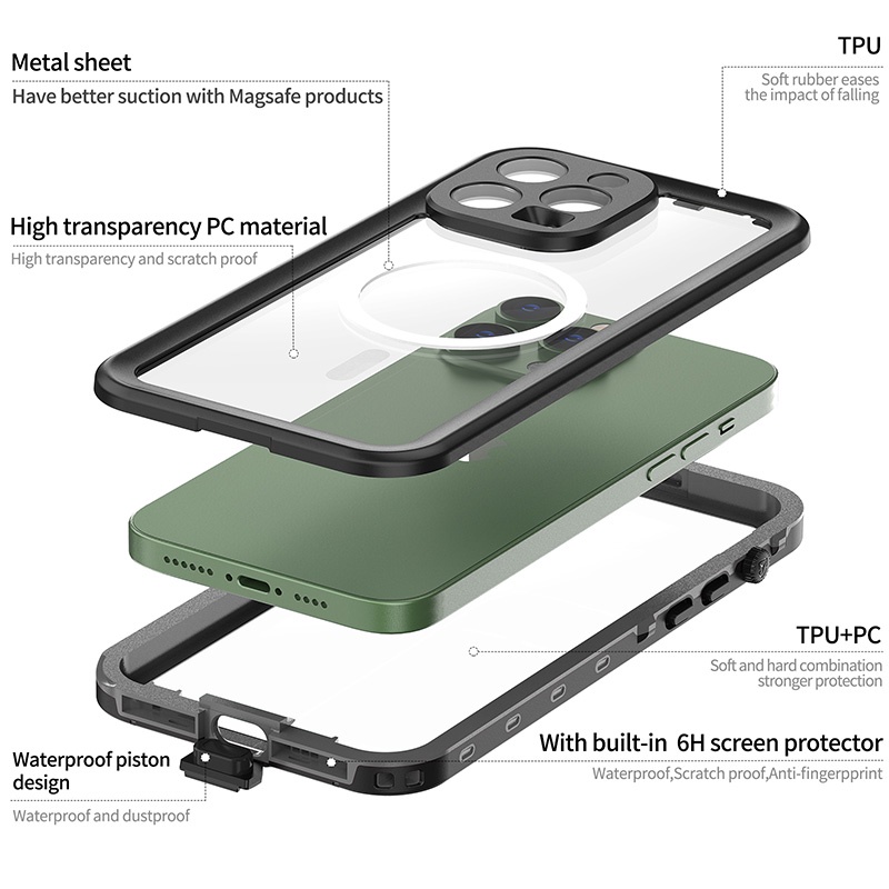 IP68 Waterproof Case Compatible for iPhone 14 13 12 15 16 17 Pro Max ...