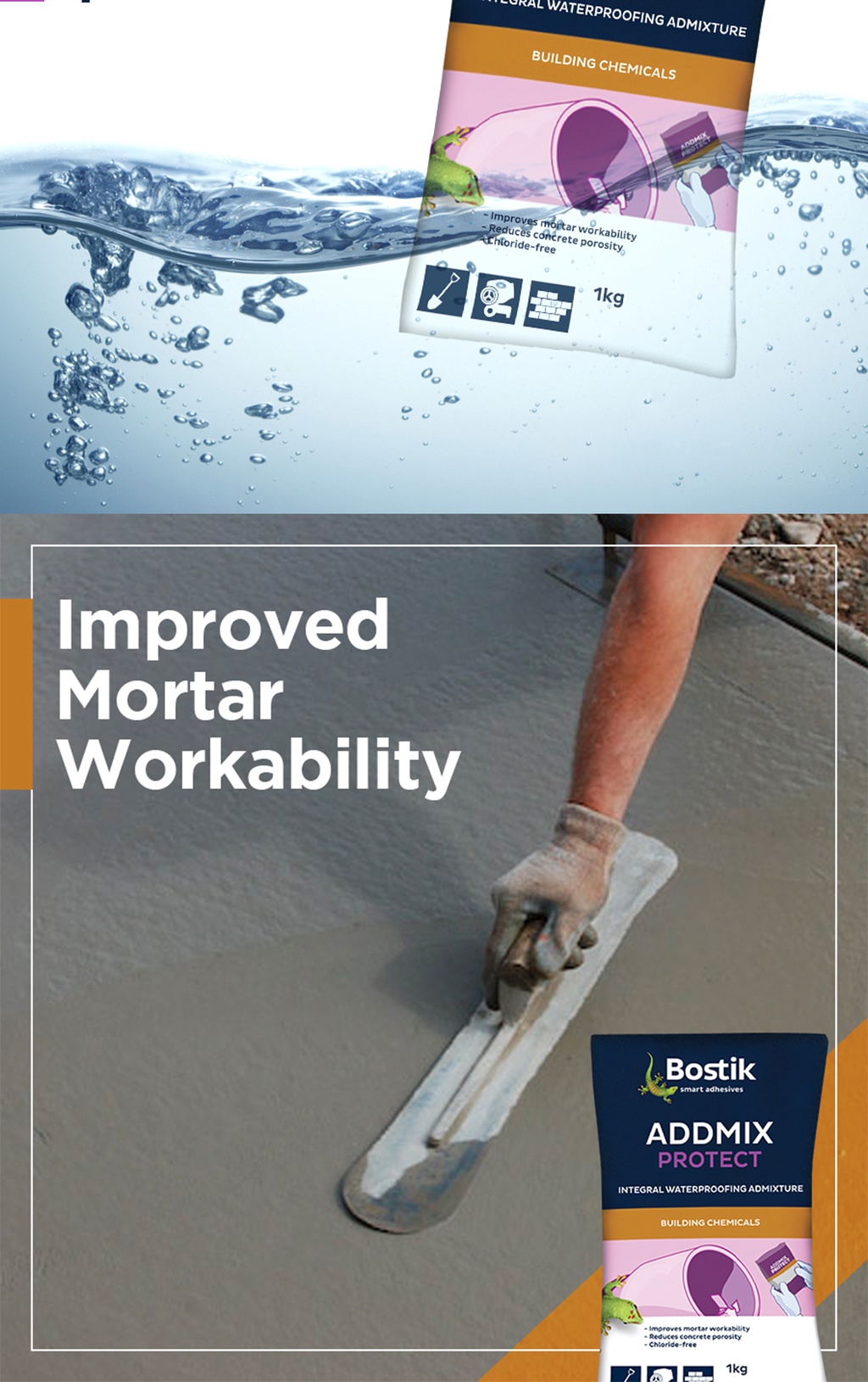 Bostik Addmix Protect Integral Waterproofing Admixture 1kg- For floor ...