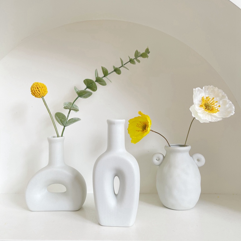 White Ceramics Vase Living Room Vases Desktop Decoration Home Decor ...