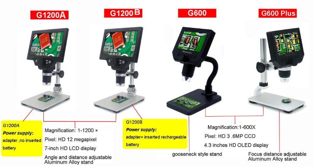 600X digital microscope electronic video microscope 4.3 inch HD LCD ...