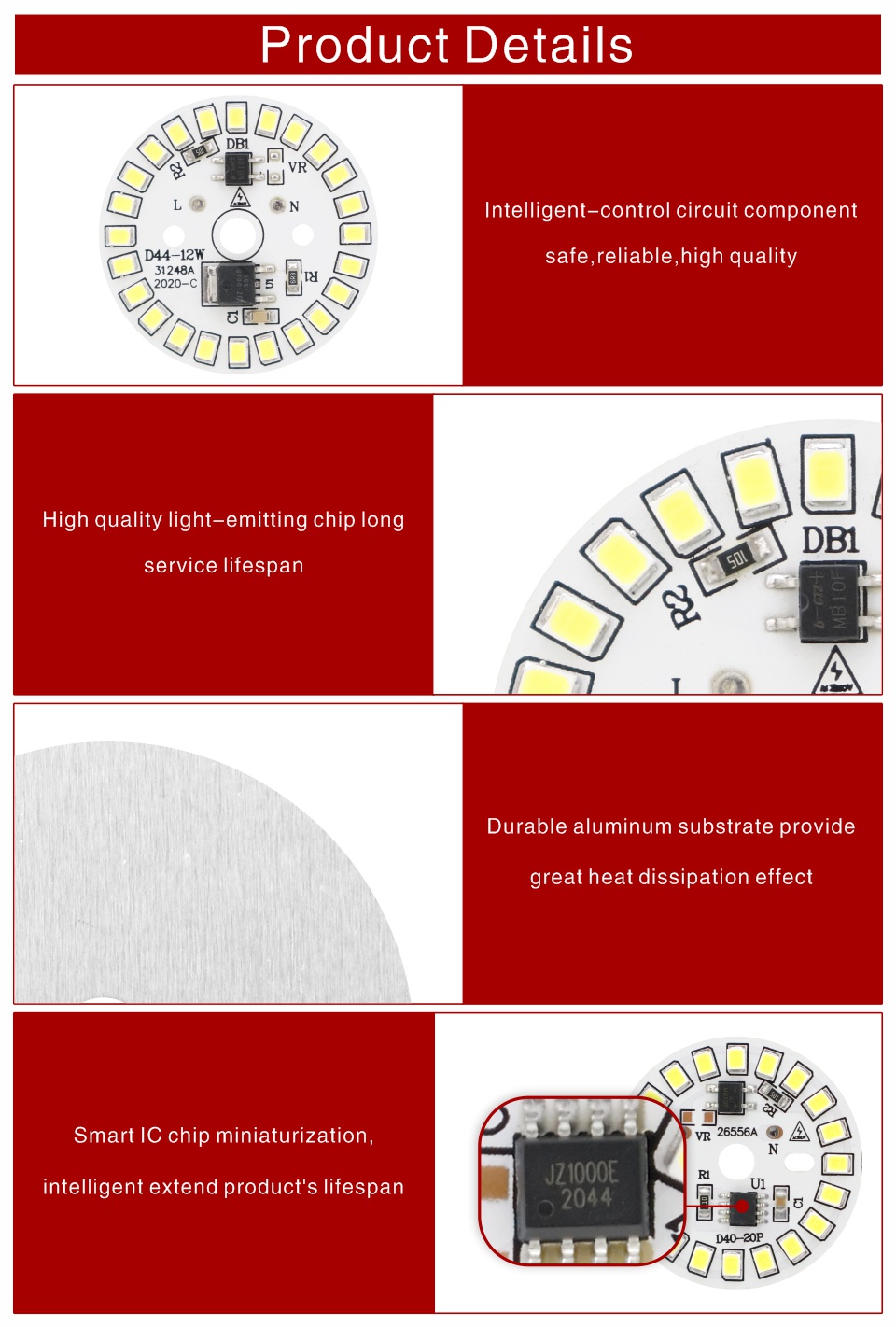 Got Liang LED Chip 3W 5W 7W 9W 12W for Light Bulb 90 Lumen/W 2835SMD Round Light Beads AC 220V ...