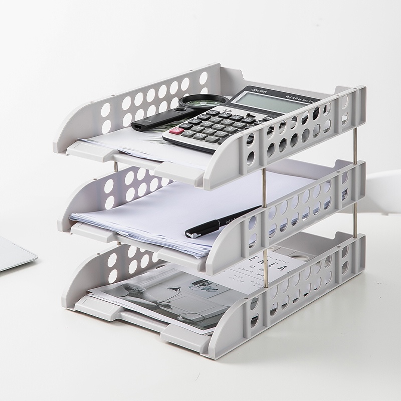 Deli 3-Layer Desk File Organizer Paper Magazine Document Tray School ...