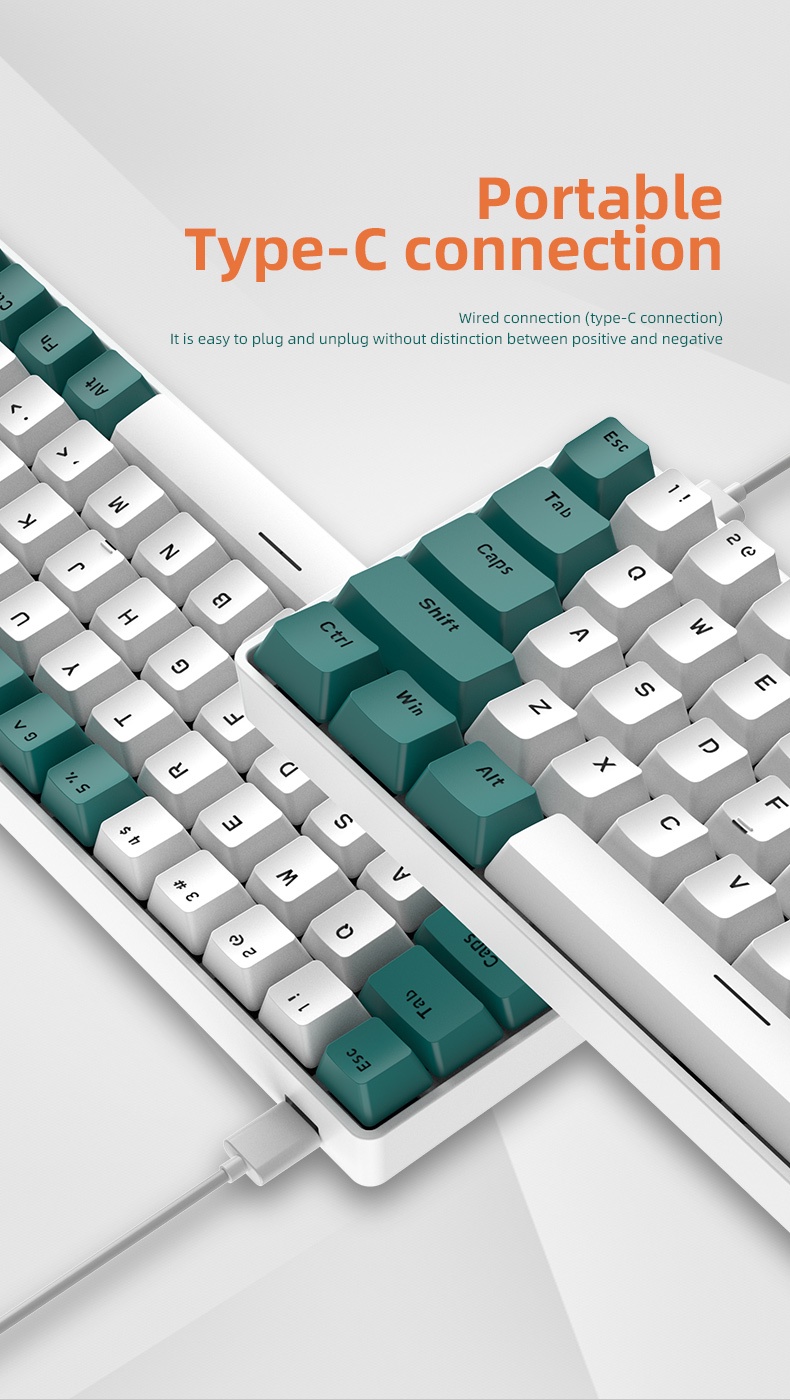 ZIYOULANG T8 RGB 68 Keys Mechanical Keyboard Type-C Wired Gaming ...