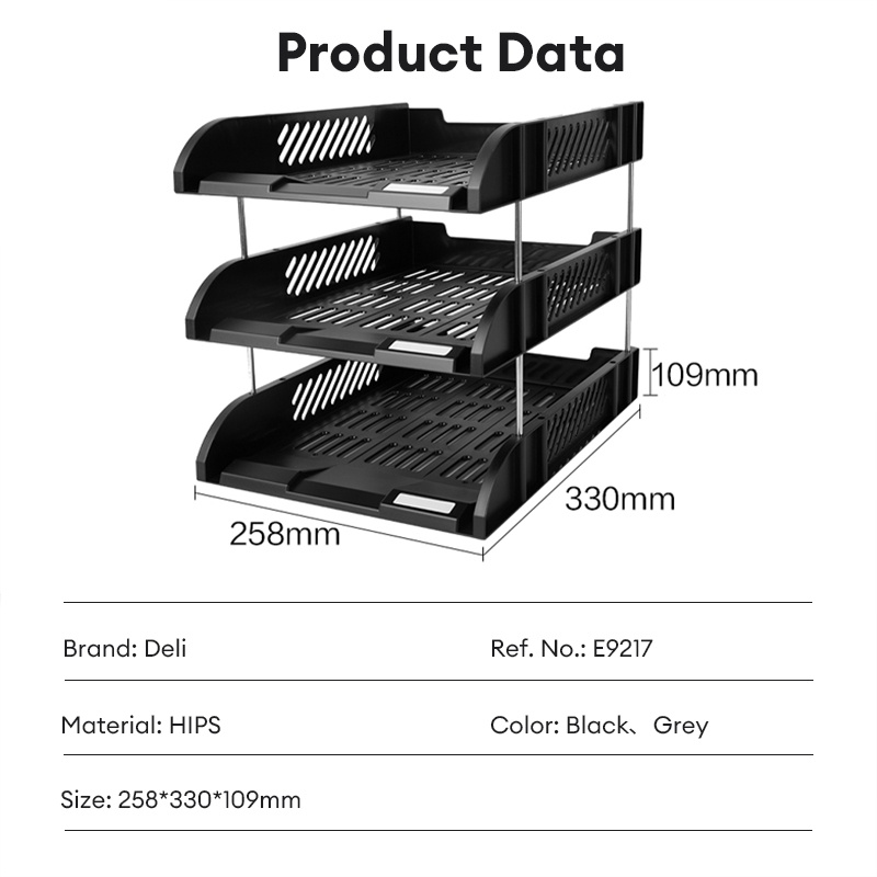 Deli 3-Layer Desk File Organizer Paper Magazine Document Tray School ...
