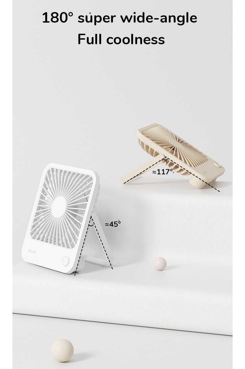 JISULIFE Desk Fan Life1 Personal Fan 4 Speeds Strong Wind Rechargeable ...