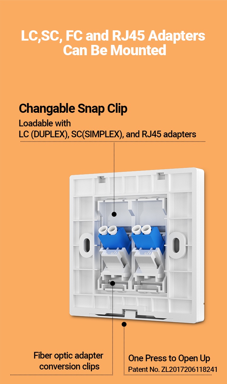 AMPCOM Fiber Optic Angled Wall Plate LC SC FC ST Simplex Duplex FTTH ...