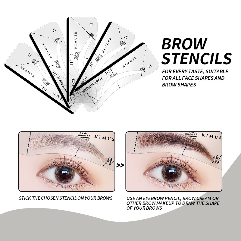 KIMUSE 5 PCS Eyebrow Stencil Reusable Shaping DIY Eyebrow Template ...
