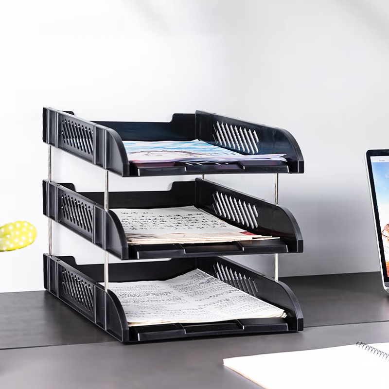 Deli 3-Layer Desk File Organizer Paper Magazine Document Tray School ...