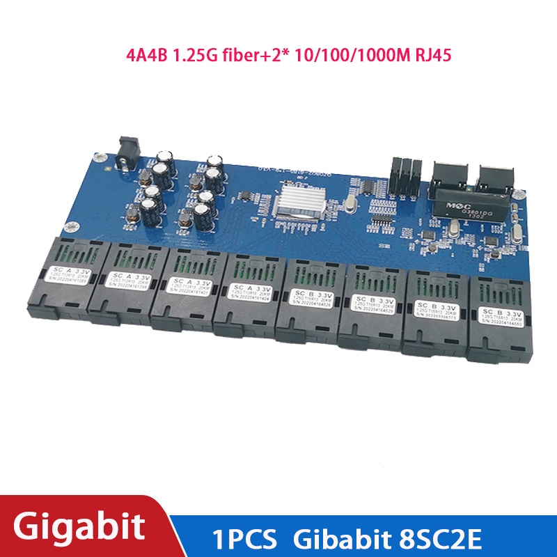 Gigabit switch Ethernet Fiber Optical Media Converter 8 Port 1.25G SC 2 ...