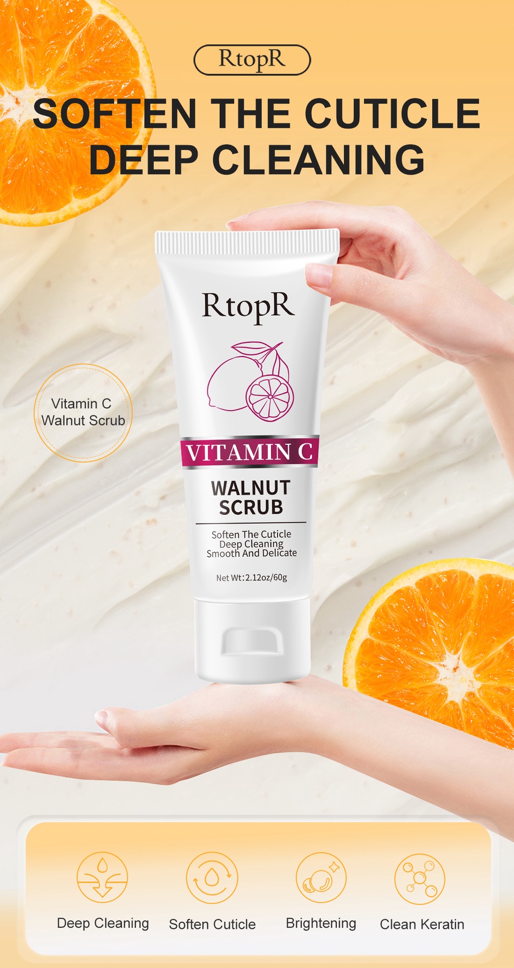 RtopR Vitamin C Body Scrub Whitening Cream Bath Cleanser Exfoliating ...