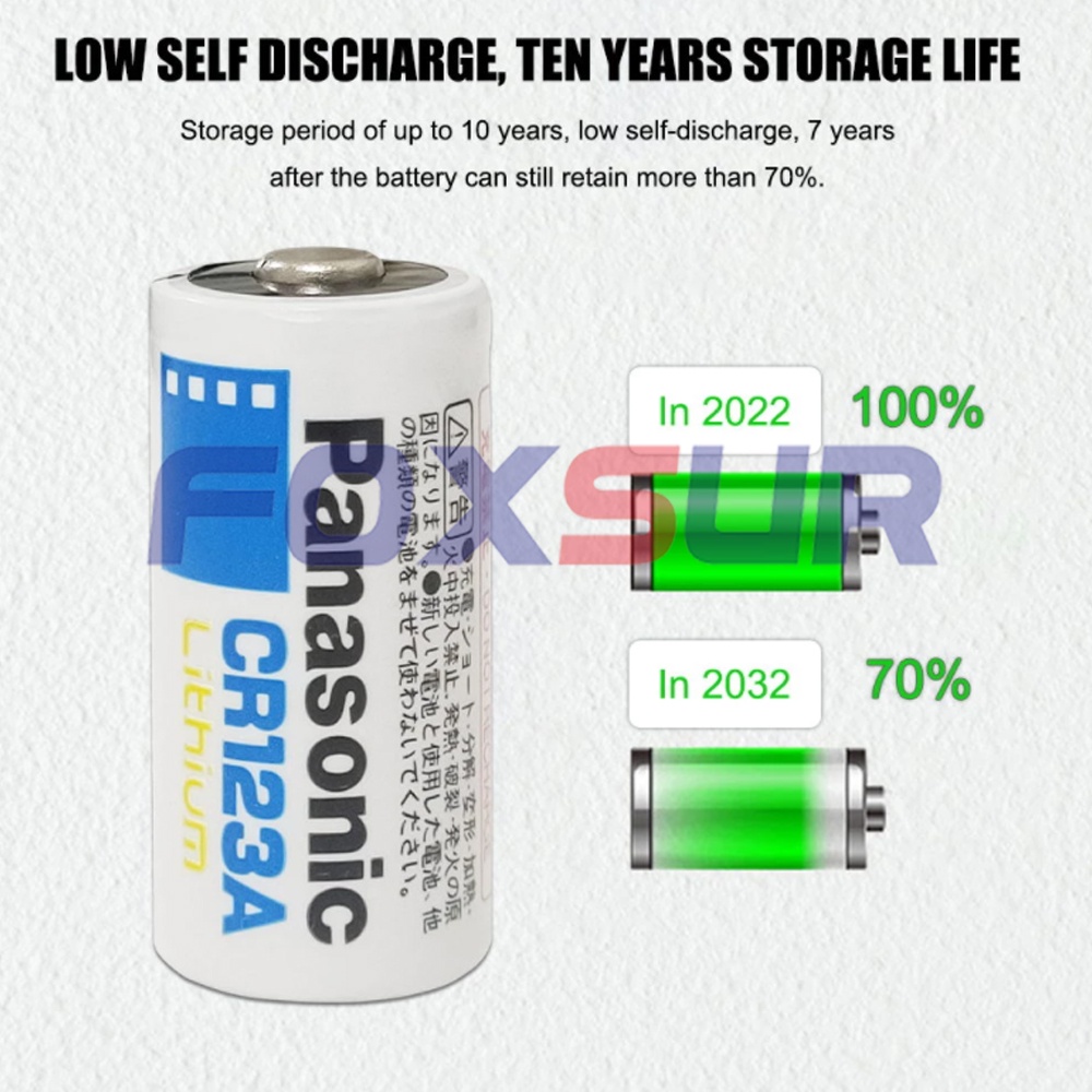 Panasonic CR123A (White) 3V Lithium Battery CR-123A Cylindrical Photo Lithium Power 3 volts ...