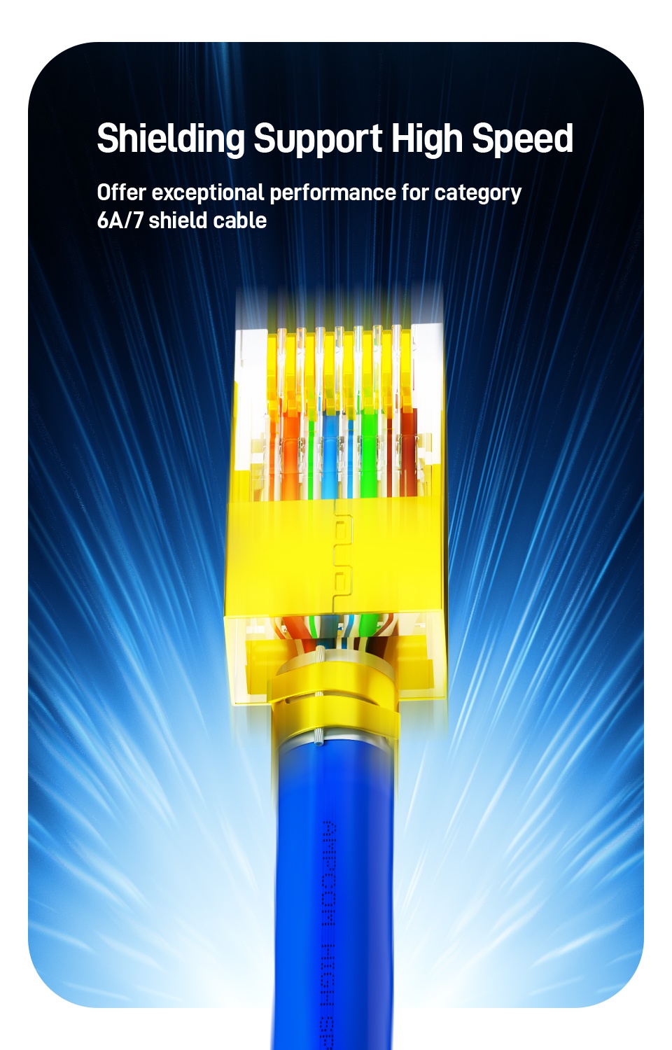 AMPCOM 2-Piece CAT6A & CAT7 Shielded RJ45 Modular Plug Connector 50U 8P8C - RJ45 Connector ...