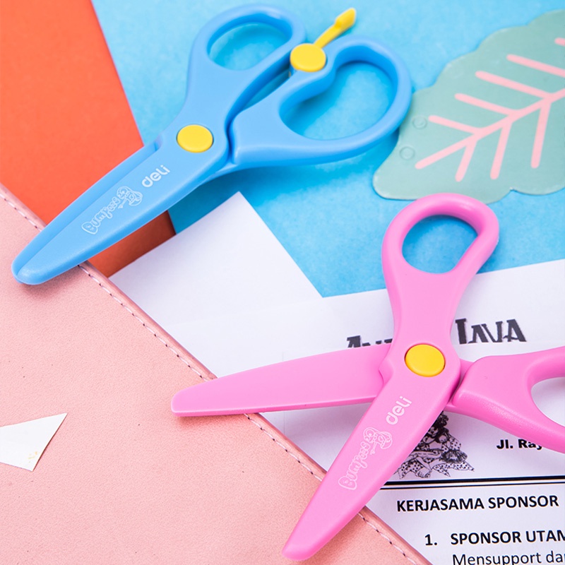 Deli Plastic Scissors Paper Cut Handmade Scissors for Kids Children ...